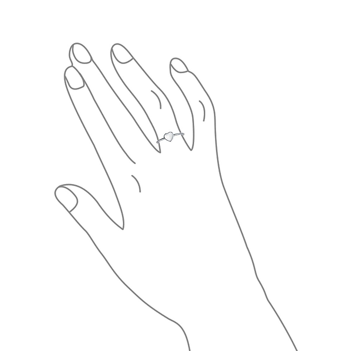 Tiny Minimalist Blank Plain Flat Heart Shape Initial Monogram Signet Ring For Teen For Women .925 Sterling Silver