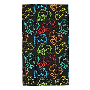 Perinsto Colorful Silhouettes Game Joystick Hand Towel Decorative Fingertip Towels Multipurpose for Bathroom Kitchen Gym and Spa, 27.5" X 15.7"