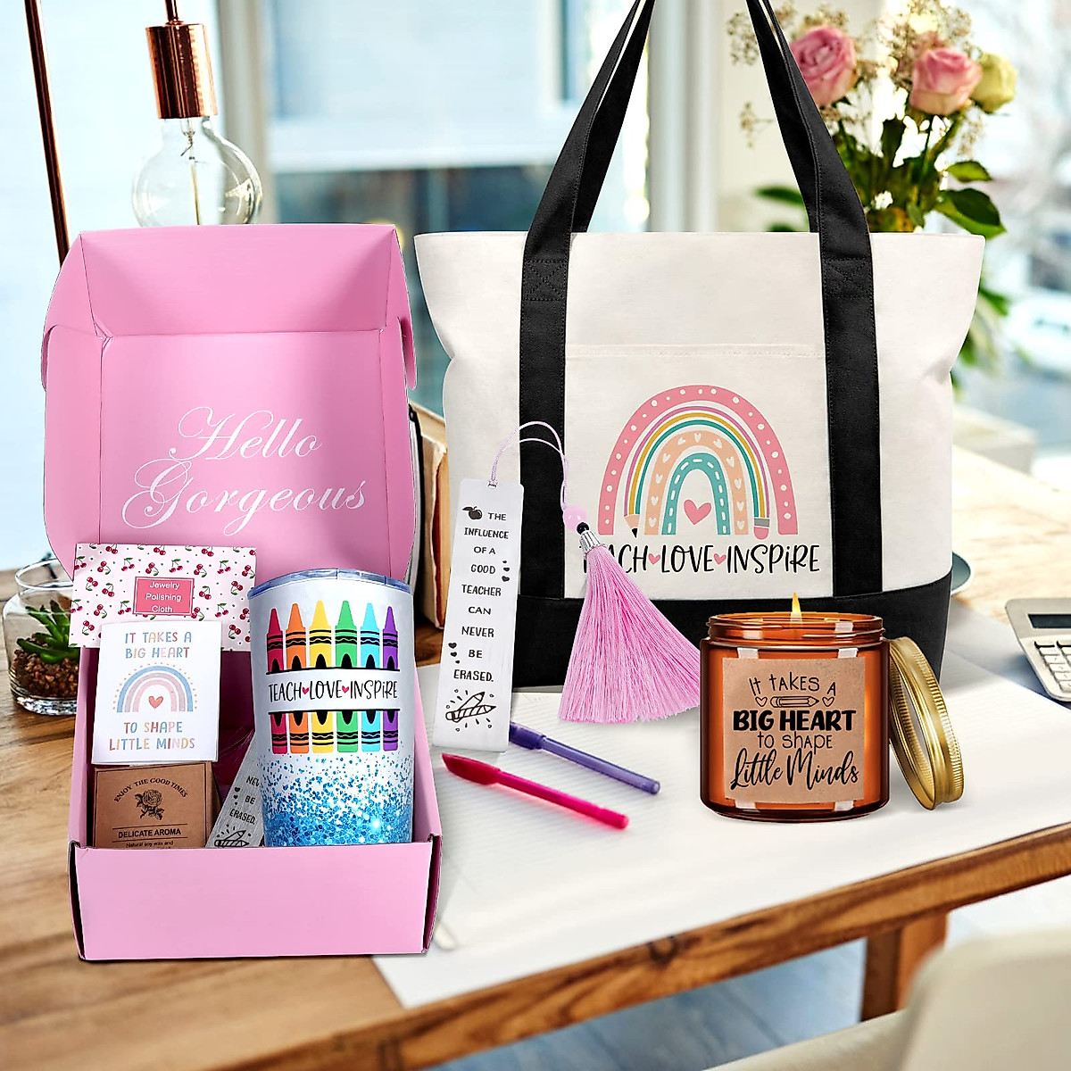 Teacher Appreciation Gifts for Women, Best Teacher Christmas Gifts, Stainless Steel Unique Funny Thank You/Retirement/Christmas/Birthday Baskets Gifts for Teachers