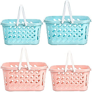 Hedume Set of 4 Plastic Organizer Storage Baskets with Handles, Portable Shower Caddy Basket, Portable Organizer Bins for Bathroom, Dorm, Kitchen, Bedroom