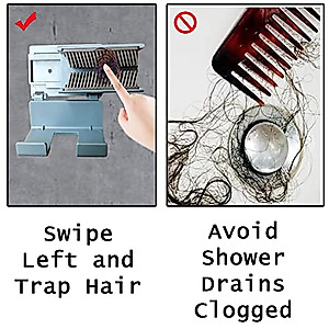 Shower Hair Catcher Wall Mount, Easy to Install and Clean Hair Trap for Shower Drain Protector, Durable Shower Drain Hair Catcher, Reusable Bathroom Gadgets Hair Collector for Shower, Light Blue