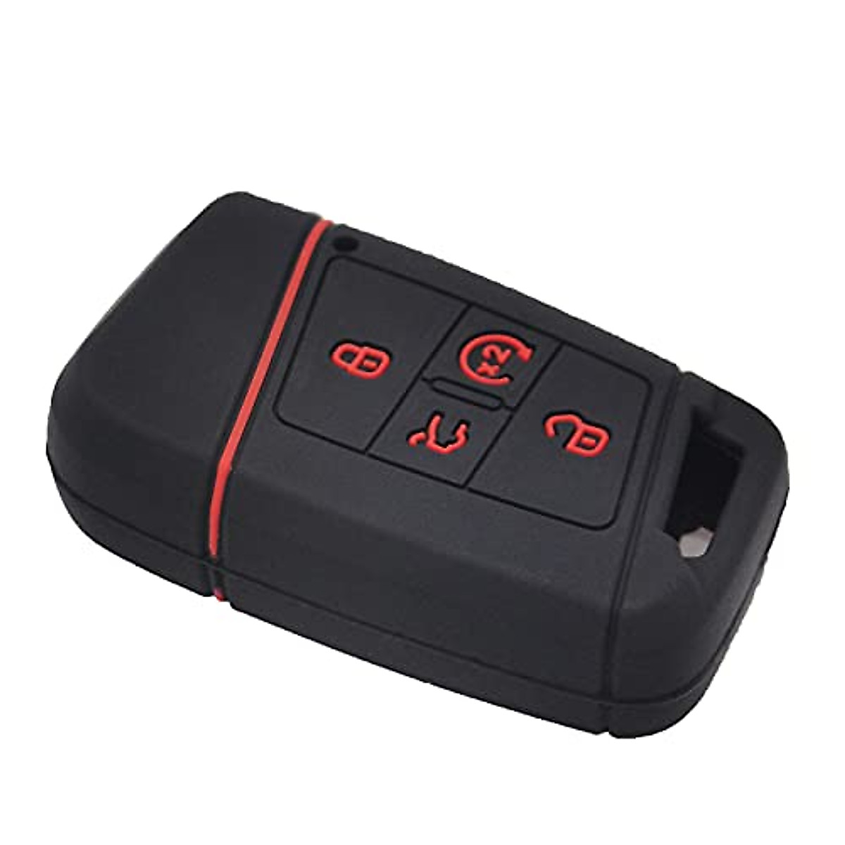 LemSa 2Pcs 4 Buttons Rubber Smart Key Fob Cover Case Shell Remote Keyless Protector Bag Holder for 2021 2020 2019 VW Volkswagen Tiguan Atlas Jetta Passat Golf Alltrack Push Start, Red Blue Buttons