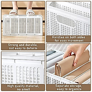 MILILOVE 1 Pack Closet Drawer Organizer, With 4 Dividers, X-Large Size 17.7 * 11.4 * 9.1” Collapsible Plastic Closet Storage Basket Bins Cubes Organizer with Handles for Robe T-Shirt Pants