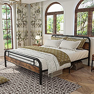 LIKIMIO California King Bed Frame, Platform Bed Frame King with Headboard and Strong Support, Easy Assembly, Noise-Free, No Box Spring Needed