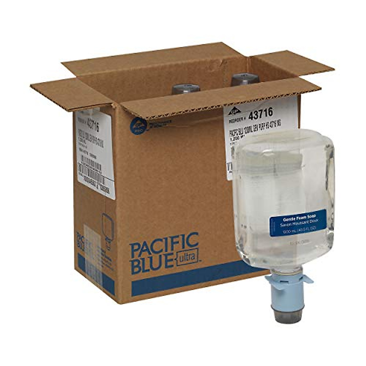 Pacific Blue Ultra Gentle Foam Hand Soap Refill (43716), Compatible Only With Pacific Blue Ultra Automated Touchless Dispenser, Dye and Fragrance Free, 40.5 FL OZ Per Refill, 3 Refills Per Case