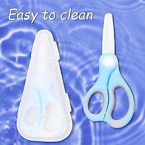 Kare & Kind Ceramic Baby Food Scissors - Blue - With Dust Cover and Storage Case - Cut Baby Food Easily - Ideal for Noodles, Meat, Chicken, Veggies and Fruits (Blue - 1 Pack)