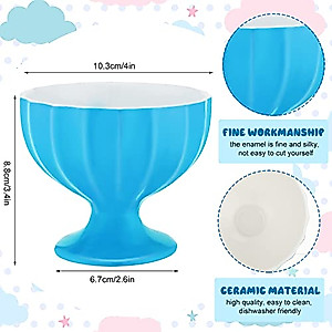 Lallisa 6 Pcs 12 oz Ceramic Dessert Bowls Set, Ice Cream Bowls Tulip Dessert Sundae Cups Durable Cute Elegant Trifle Bowl for Milkshakes, Parfaits, Cereal, Nut, Fruit, Pudding, Salad (Blue)