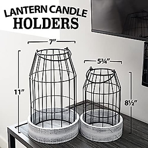 Rustic Farmhouse Lantern Decor - Stylish Decorative Lanterns for Your Living Room, Fireplace Mantle or Kitchen Dining Table - Modern Upscale Beauty for Your Entire Home