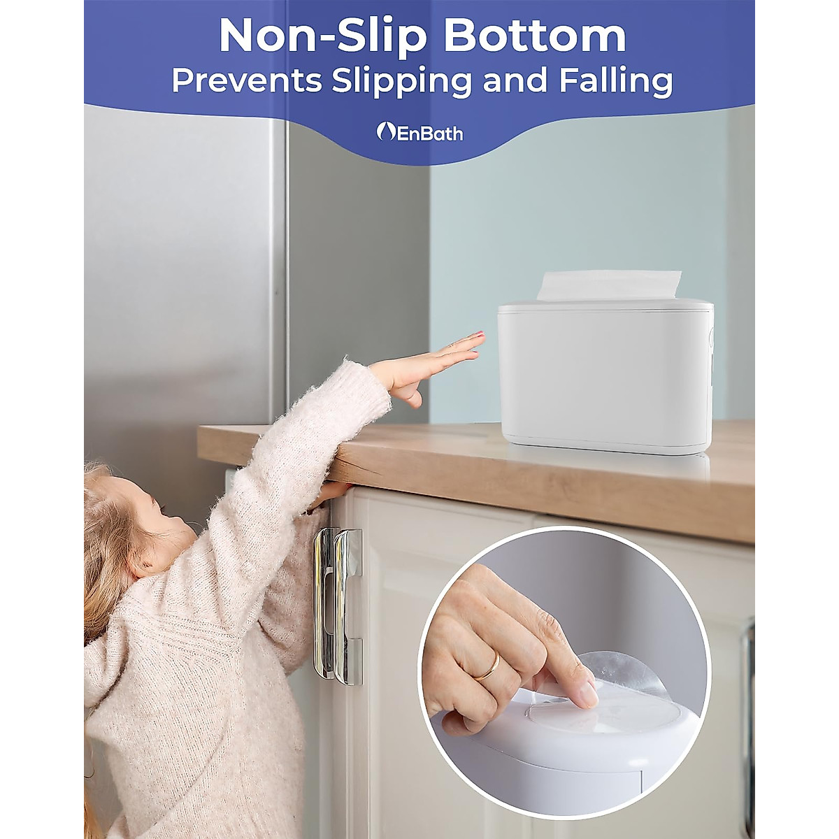 EnBath Countertop Paper Towel Dispenser (White)/Multifold Paper Towel Holder, Non-Slip, Durable ABS, Stylish Design for Bathroom and Kitchen