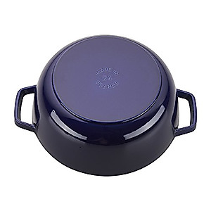 Staub Cast Iron 3.75-qt Essential French Oven Rooster - Dark Blue, Made in France