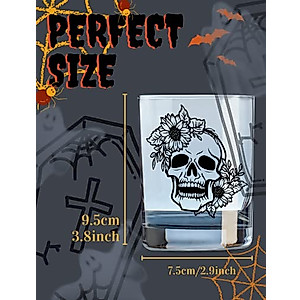 Halloween Gifts for Women Men Adults Hostess Whiskey Glass, Skull Gift Glass for Halloween Lovers or Party's Owners, Halloween Party Supplies - Skull
