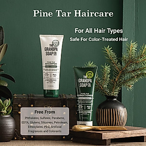 The Grandpa Soap Company Pine Tar Conditioner - Sooths and Moisturizes Dry Scalp, With Pine Tar and Tea Tree Oil, All Hair Types, Vegan, Sulfates and Parabens Free, 8 Fl Oz