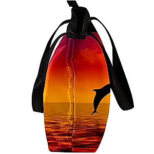 Purses for Women, Tote Bag, Bags for Women, Womens Handbags, dolphin red sea landscape pattern