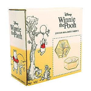 Disney Winnie the Pooh Jewelry Box - Glass Jewelry Case with Pooh and Piglet Design Jewelry Box, Officially Licensed