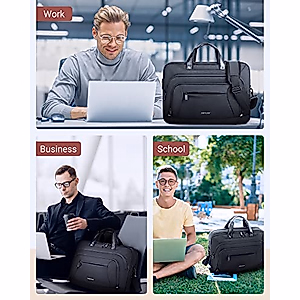 LIGHT FLIGHT Laptop Bag 17.3 Inch, Laptop Briefcase for Men Women, Expandable Large Computer Bag for Work, Office, Business Travel (Black)
