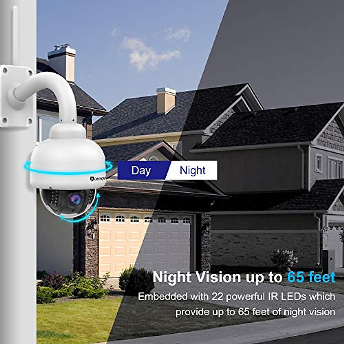 Dericam Outdoor PTZ WiFi Security Camera,1080P IP Surveillance CCTV Camera,Pan/Tilt/Zoom,4X Optical Zoom,Night Vision,Motion Detect,IP65 Weatherproof Pre-Instal 32G SD Card, White