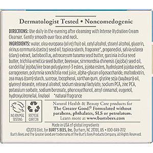 Burt's Bees Intense Hydration Night Cream, Moisturizing Night Lotion, 1.8 Oz (Package May Vary)