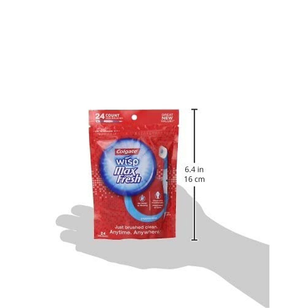 Colgate Wisp Portable Mini-Brush Max Fresh, Peppermint, 24 Count