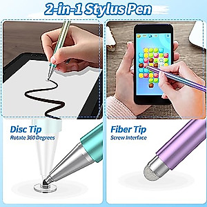 Stylus Pens for Touch Screens(3 Pcs), High Precision Magnetic Disc Universal Stylus Pen for iPad Compatible with Apple/iPhone/iPad/Android/Microsoft Tablets (Green Gold/Purple Blue)