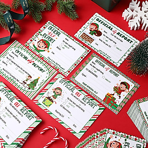 150 Pieces Christmas Official Elf Report Cards Naughty or Nice Behavior Elves Notice Postcards North Pole Santa Elf Xmas Note Cards for Home School Kindergarten Student Kid, 4 x 6 Inch 5 Styles