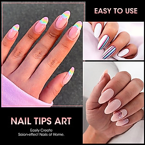 Buqikma Nail Tips Short Oval - 600PCS French Tips Round Shape Half Cover False Acrylic Nails Artificial Tips for DIY & Salon (with Handle - Clear)