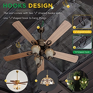 EROMMY 10' x 13' Hardtop Gazebo Outdoor Aluminum Wood Grain Gazebos with Galvanized Steel Roof and Mosquito Net for Patios, Deck,Backyard,Curtains&Netting