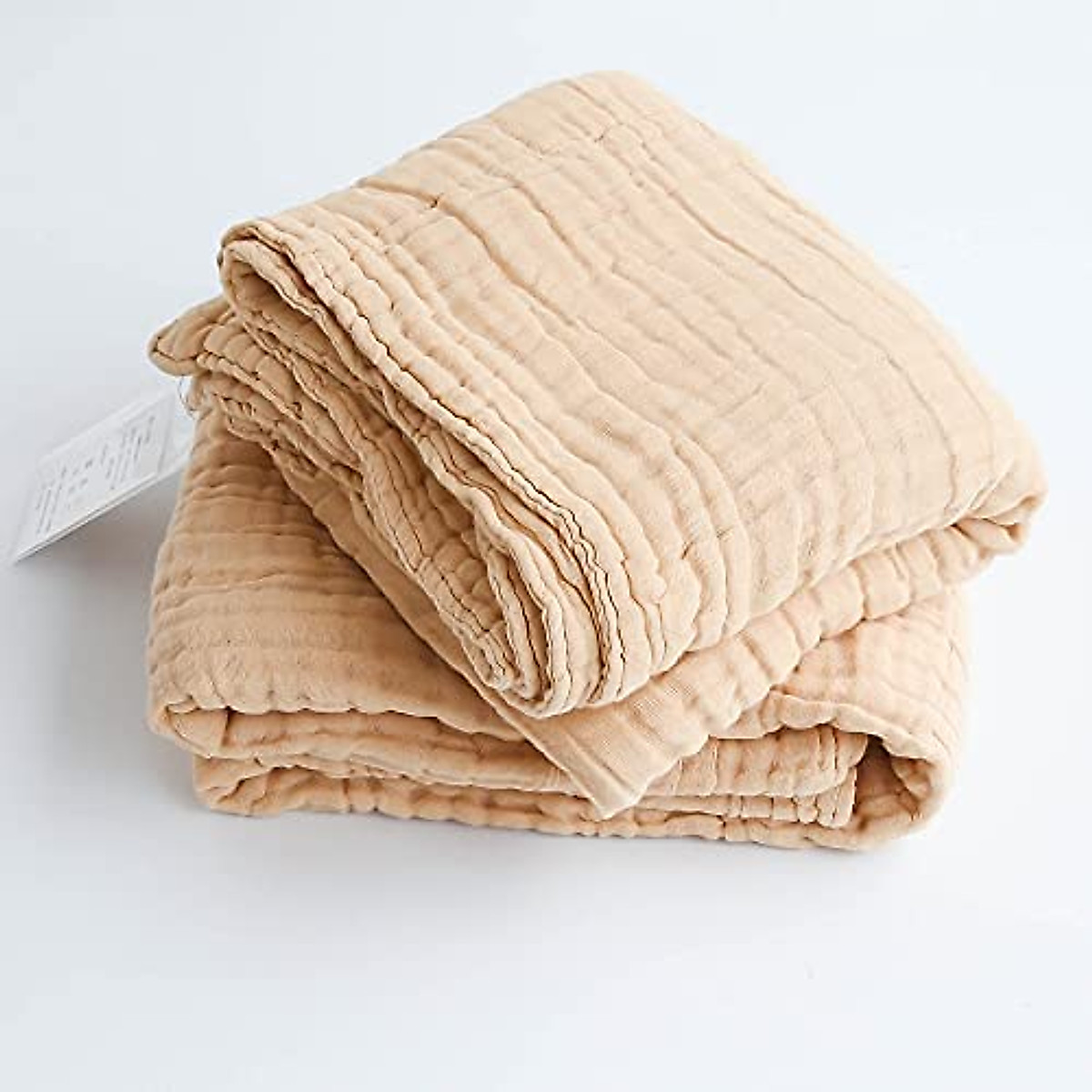 Muslin Bath Towels, Super Soft 100% Cotton Receiving Blanket for Baby's Delicate Skin,2Pack 41.3 X41.3 Inches Swaddle Blanket,Lightweight Soft Breathable Throw Blanket Gauze Blanket, Light Tan11