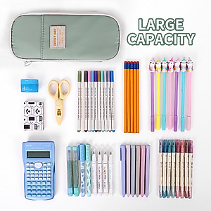 Toypocket Big Capacity Pencil Case Large Pencil Pouch Storage Bag Pencil Pouch for Children Pencil Pouch for Teenagers（Green）