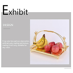 Cabilock Countertop Fruit Basket Bowl Vegetable Tray Iron Handle Fruit Basket European Style Metal Snack Serving Plate Nuts Bread Storage Tray Vintage Containers Dish Candy Holder