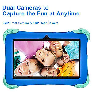 Fivahiva Kids Tablet 7 inch Tablet for Kids 2-12 Android 11 Go Quad-core 2GB+32GB Dual Camera Parental Control Pre-Installed iWawa Learning Game Software Toddler Tablet with Drop-Proof Case