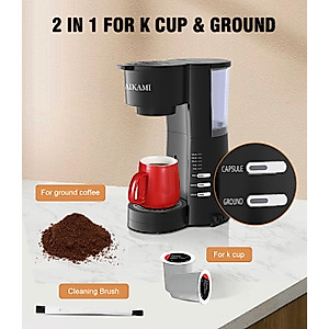 AIKAMI Single Serve Coffee Maker for K Cup & Ground Coffee with Milk Frother, 6 to 14 Oz Brew Sizes, Auto-Off Coffee Machine with Water Reservoir