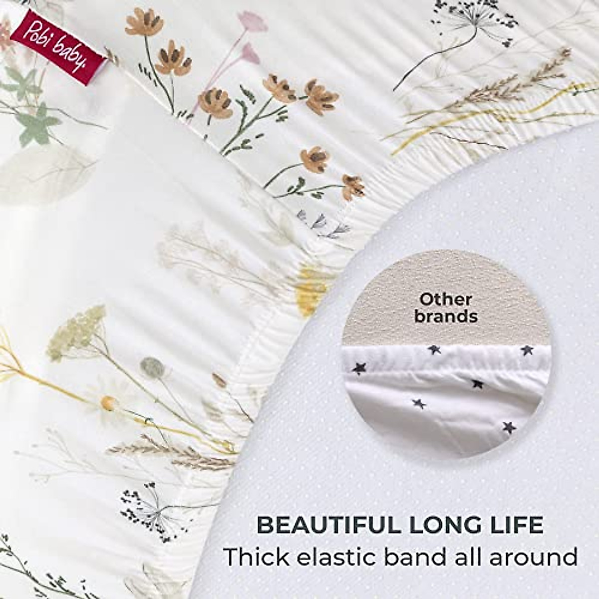 Pobibaby - 2 Pack Premium Fitted Baby Girl Crib Sheets for Standard Crib Mattress - Ultra-Soft Jersey Knit, Safe and Snug, and Stylish Floral Crib Sheet (Wildflower)