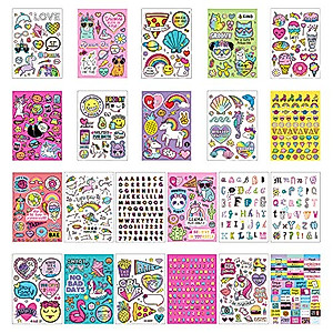 Just My Style 1500+ Stickers, Kawaii Y2K Sticker Book with Positivity Quotes, Sweet Treats, Unicorns, Fun Craft Stickers, for Girls Kids Teens Adults