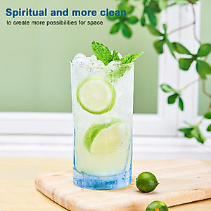 CREATIVELAND Geometric Shapes Glass Drinking Glasses Set of 6, 13.5 OZ Solid Blue Color Glass Tumbler Glassware for Water, Juice, Different Options for Home, Restaurant, Hotel, Bar