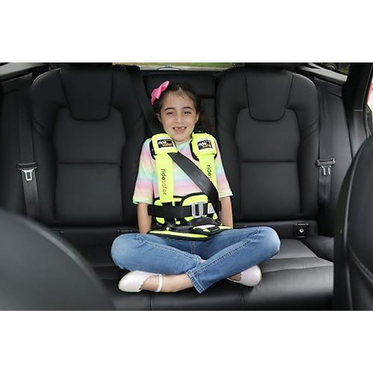 Ride Safer Travel Vest with Zipped Backpack-Wearable, Lightweight, Compact, and Portable Car Seat. Perfect for Everyday use or Rideshare, Travel, and Rental Car. (Large/Yellow)