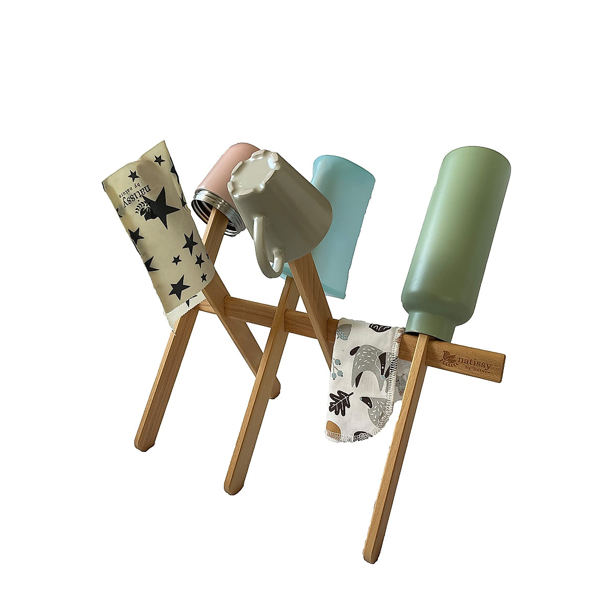 Wooden Dish Drying Rack; Wood Drying Rack for Dishes; Collapsable Dish Drying Rack Wood; Wood Dish Drainer for Kitchen Counter; Wood Dish Holder Rack for Baby Bottles, Glasses, Cups, Bags, Wraps