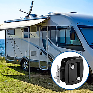 BEBOBLY RV Locks for Travel Trailers, RV Entry Door Lock with Paddle Deadbolt, 100% Zinc Alloy Metal Camper Door Latch Replacement Kit, with 4 RV Keys for Camper Cargo Hauler