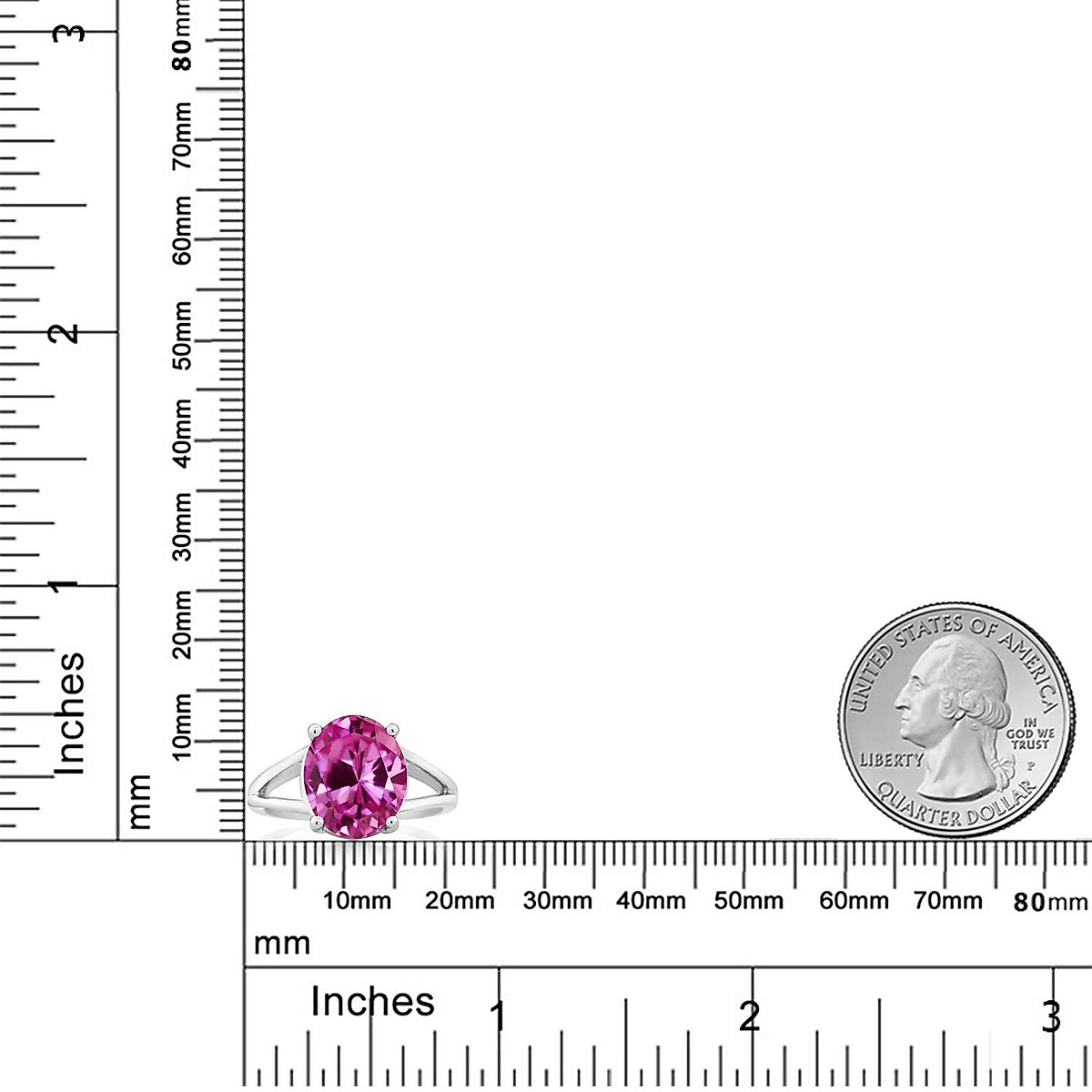 Gem Stone King 925 Sterling Silver Pink Created Sapphire Ring For Women (7.50 Cttw, Gemstone September Birthstone, Oval 12X10MM, Available In Size 5,6,7,8,9)