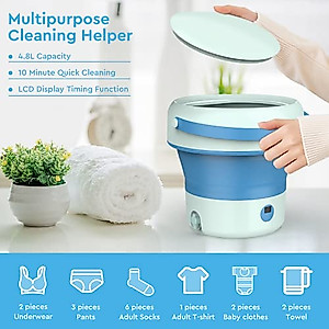 Outarsi Mini Foldable Portable Clothes Washing Machine, With Ozone and Blue Light, 4.8L, for Small Underwear, Socks, Towel or Small Items, RVs Travel Laundry, Apartment, Dorm, Camping - Blue