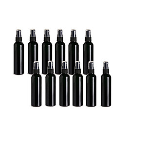 Natural Farms 4oz Black Plastic Spray Bottles -12 Pack Empty Spray Bottle Refillable Containers - Essential Oils - Hair - Aromatherapy | Fine Mist Sprayers with Dust Caps - Made in the USA