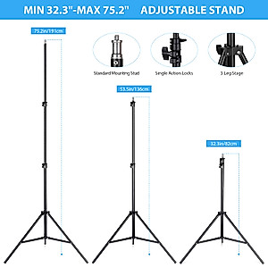 HPUSN Softbox Lighting Kit 2x76x76cm Professional Continuous Studio Photography Photo Studio Equipment with 2pcs E27 Socket 85W 6500K LED Bulbs for Portrait and Product Shooting