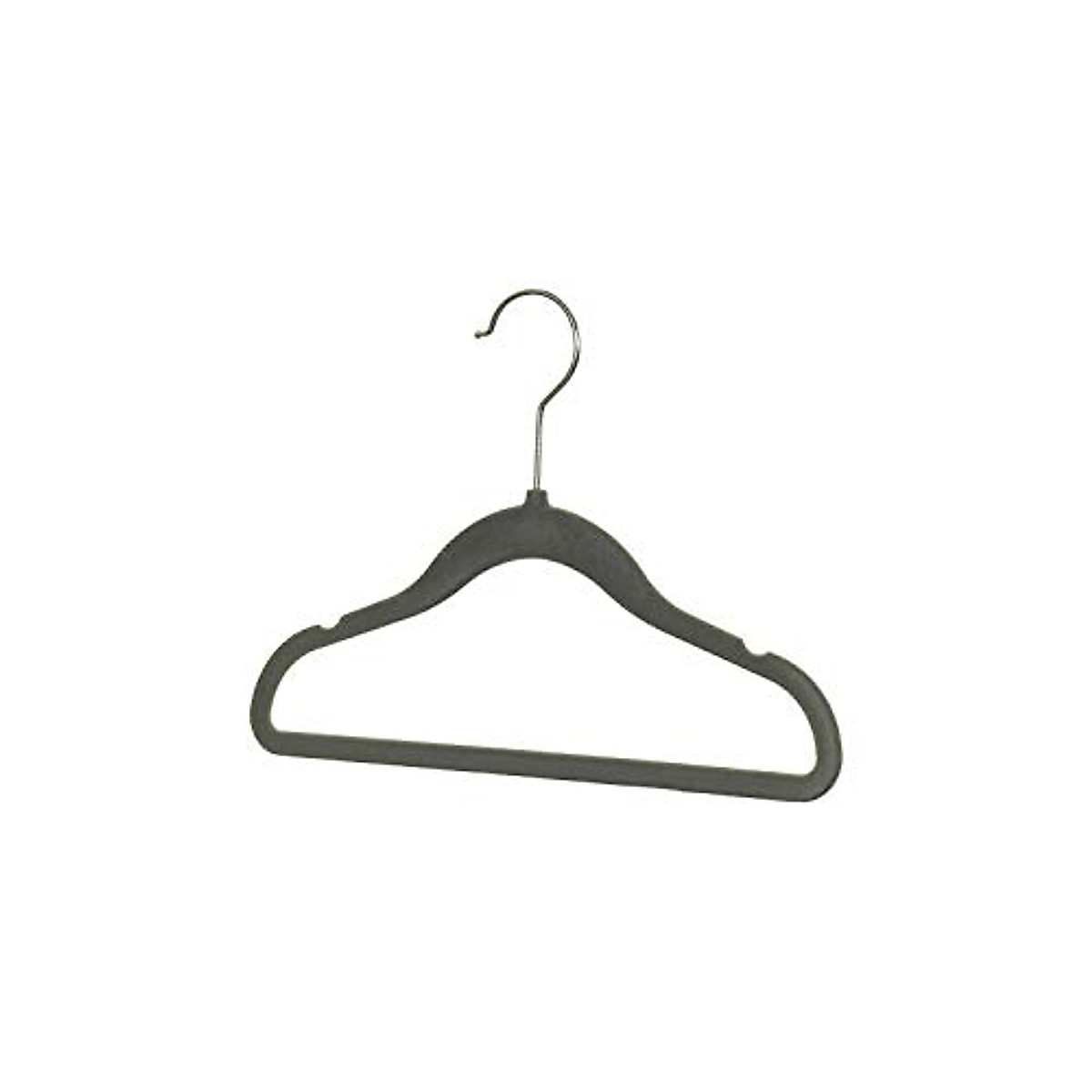 Mainetti SH-VK002-GR10 Grey Velvet Ultra-Thin Hangers with Notches and Bright Zinc Swivel Hooks, Great for Children's Clothing, 11.75 Inch (Pack of 10)