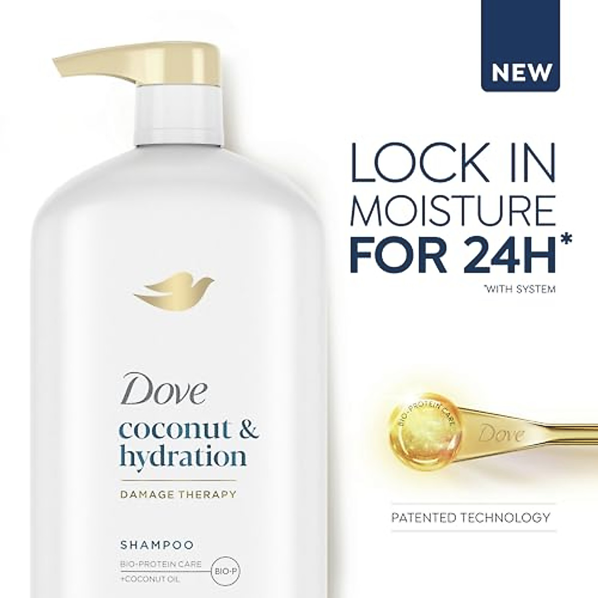 Dove Shampoo Coconut & Hydration Pack of 4 For Dry Hair Shampoo with Oil Blend of Coconut, Jojoba & Sweet Almond 31 oz