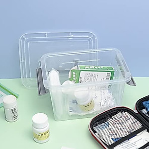 Sandmovie Small Plastic Storage Bin, Clear Storage Latch Box with Lids, 6 Packs