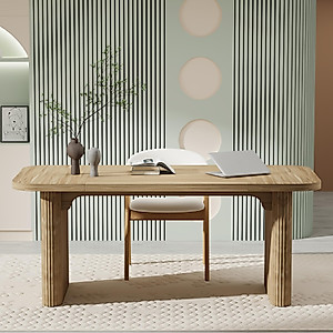 Tribesigns 62" Executive Desk, Large Office Computer Desk with Double Pedestal, Modern Simple Style Rectangle Writing Table for Home Office (Natural)