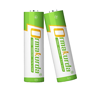 Ormakurda 16650 Rechargeable Battery, 16650 Battery 1800mAh 3.7V Li-ion Rechargeable Batteries with Button Top for Flashlights Torches (2Pack)