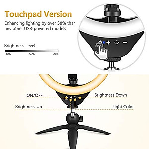 UBeesize 10" Selfie Ring Light with Tripod Stand & Cell Phone Holder, Dimmable Desktop LED Circle Light for Live Streaming/Makeup/YouTube/TIK Tok, Compatible with iOS and Android Phones
