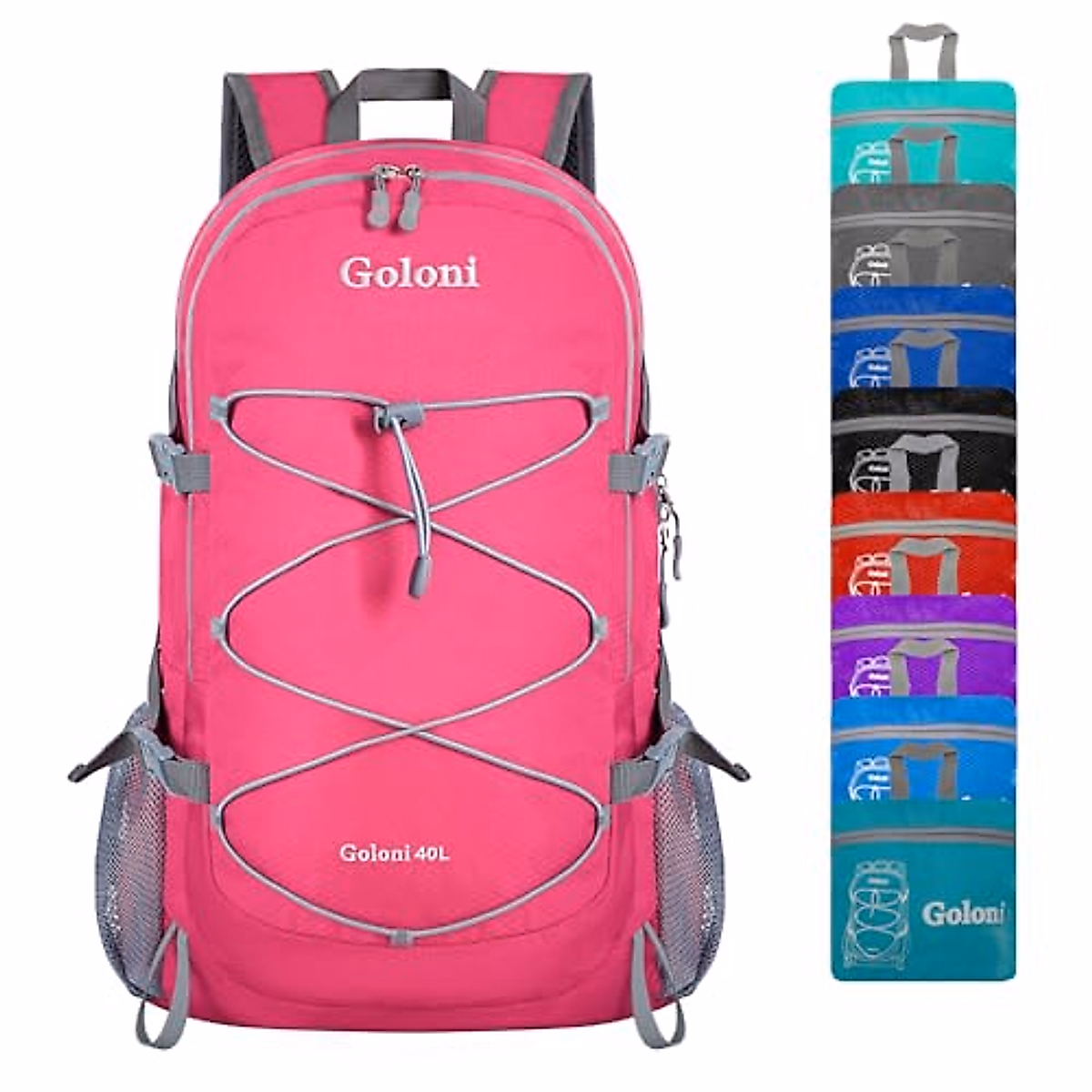 Goloni Ultra Lightweight Packable Backpack 40L - Foldable Hiking Backpack Water Resistant Small Foldable Daypack for Travel,Pink