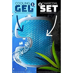 H. Gaming PC Chair Cushion, Gel Office Seat Cushion for Long Sitting, Upgraded Desk Butt Pillow for Computer Gamer Chairs, Tailbone Pain and Coccyx Pressure Relief (Medium 120-220lbs)