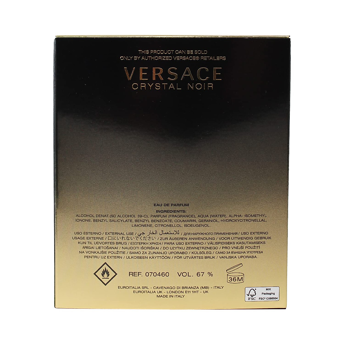 Versace Crystal Noir for Women Eau de Parfum Spray, 3 Ounce/90 ml